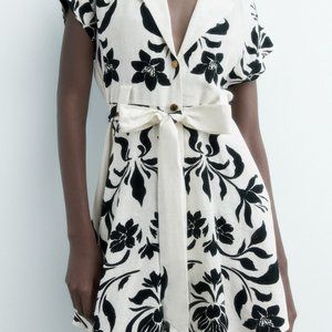 Zara | Dresses | Zara Printed Linen Dress | Poshmark